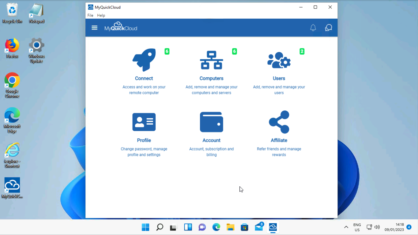 Unable to connect in MyQuickCloud since upgrading to Windows 11